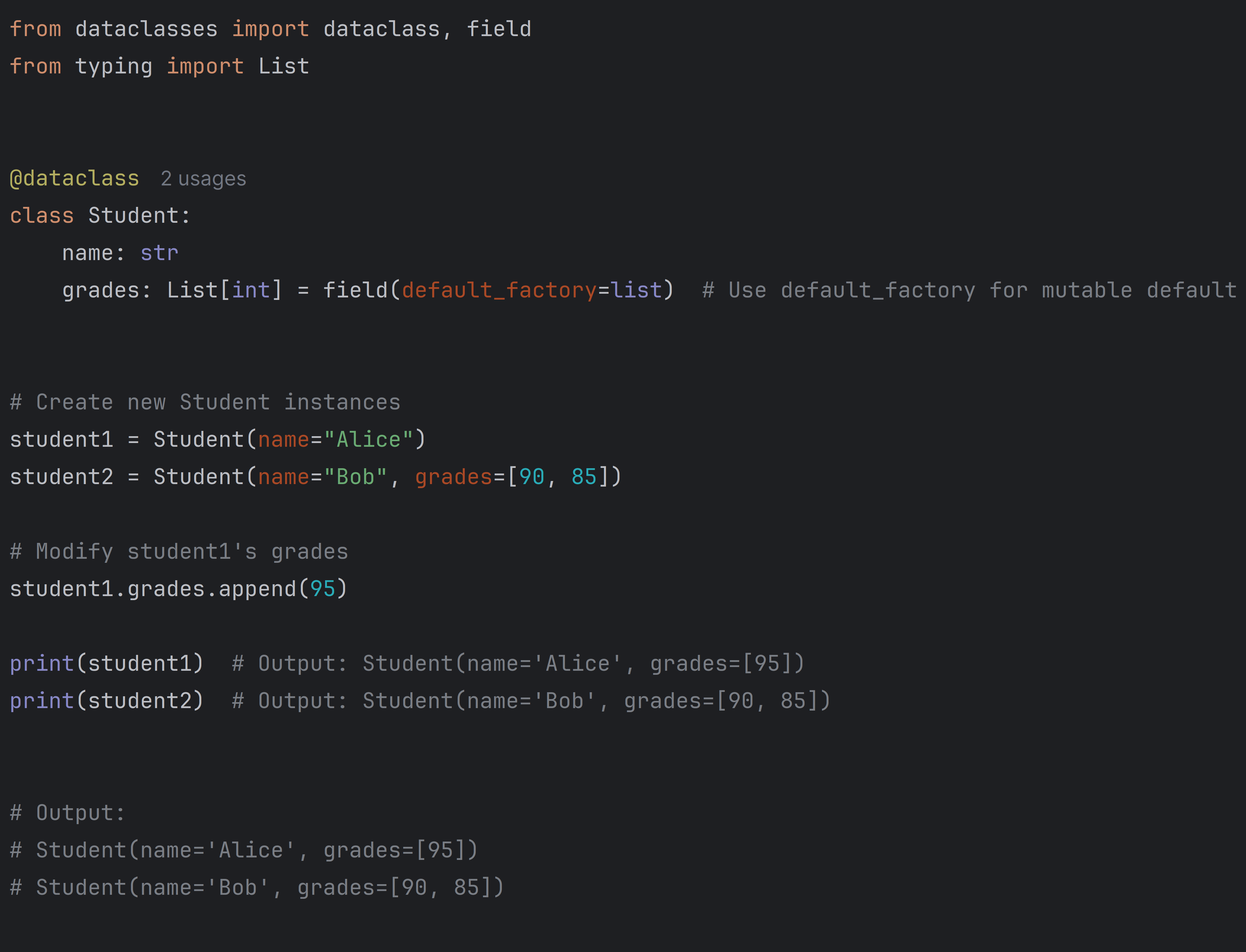 Python Trick: Using dataclasses with field(default_factory=...) Python Trick: Using dataclasses with field(default_factory=...)